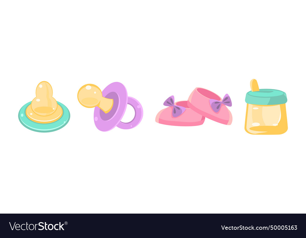 Babyhood object and different childhood items Vector Image