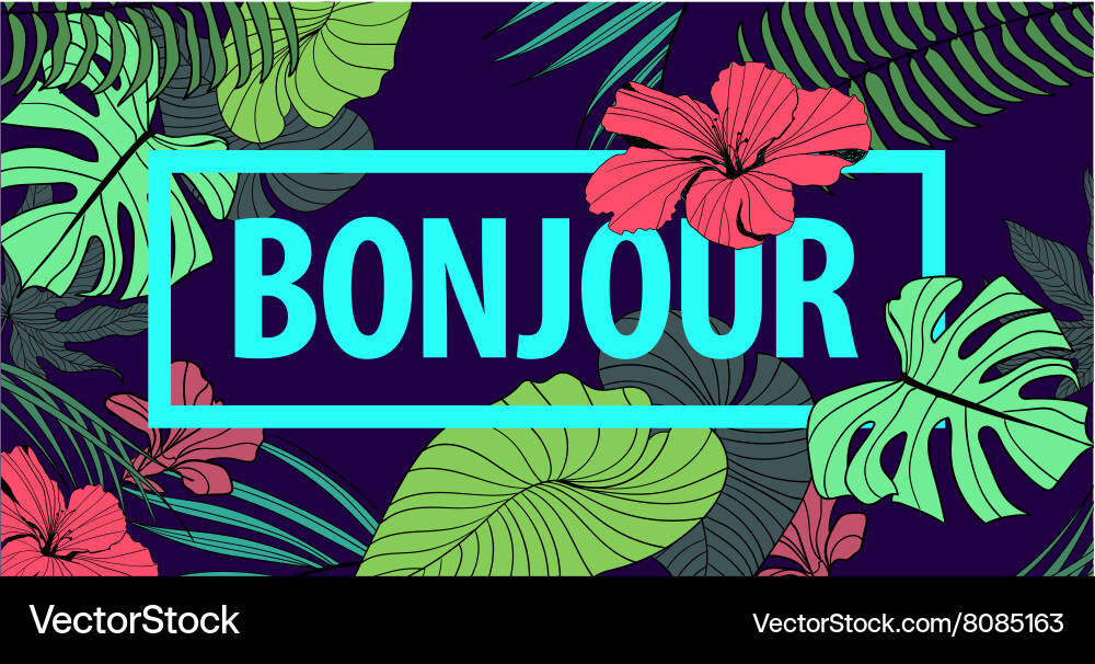 Colorful tropical quote in square frame Royalty Free Vector