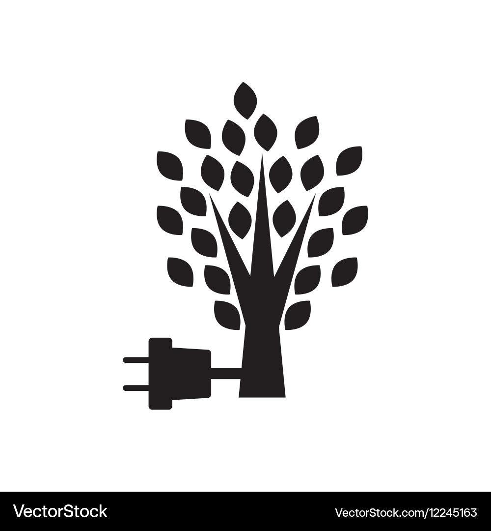 Flat icon in black and white tree energy Vector Image