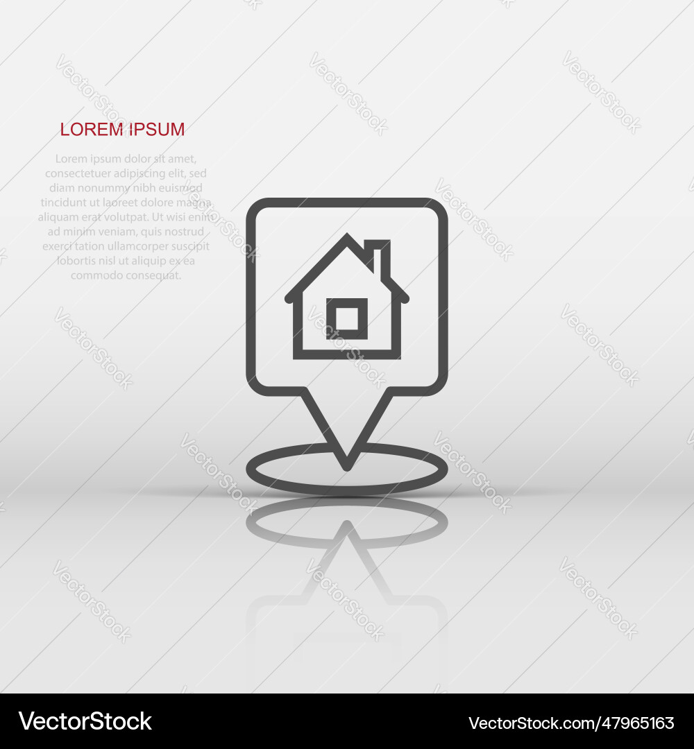 Home pin icon in flat style house navigation Vector Image