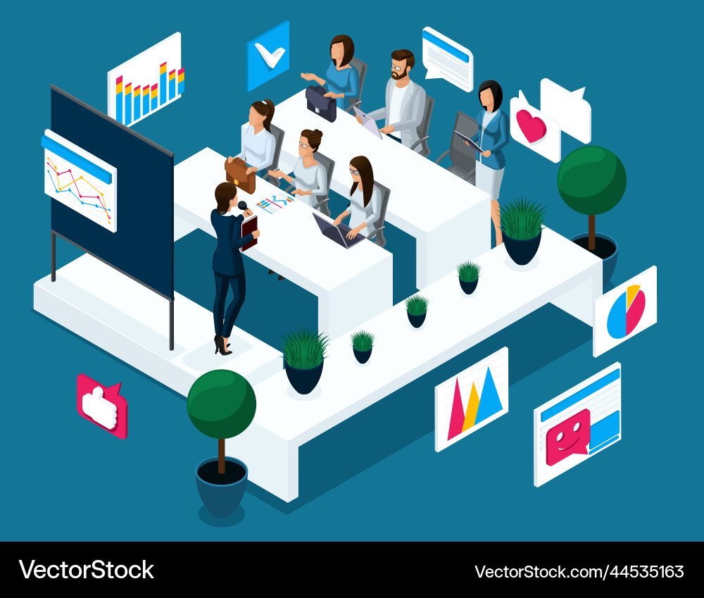 Isometrics concept of coaching training financial Vector Image