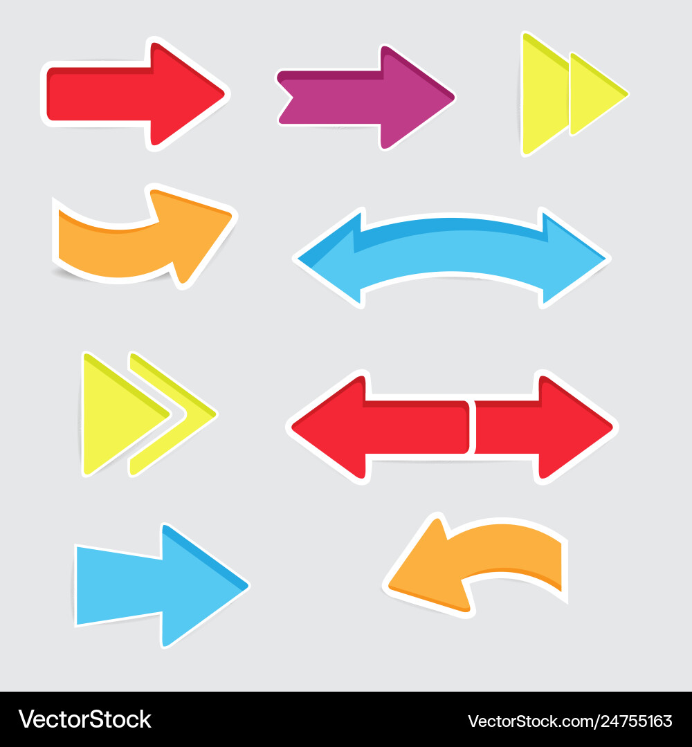 Pack colorful arrow stickers Royalty Free Vector Image