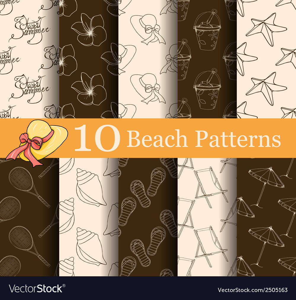 Set of 10 summer seamless patterns Royalty Free Vector Image