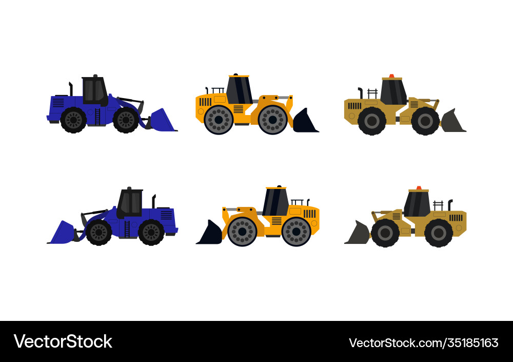 Set of excavator Royalty Free Vector Image - VectorStock