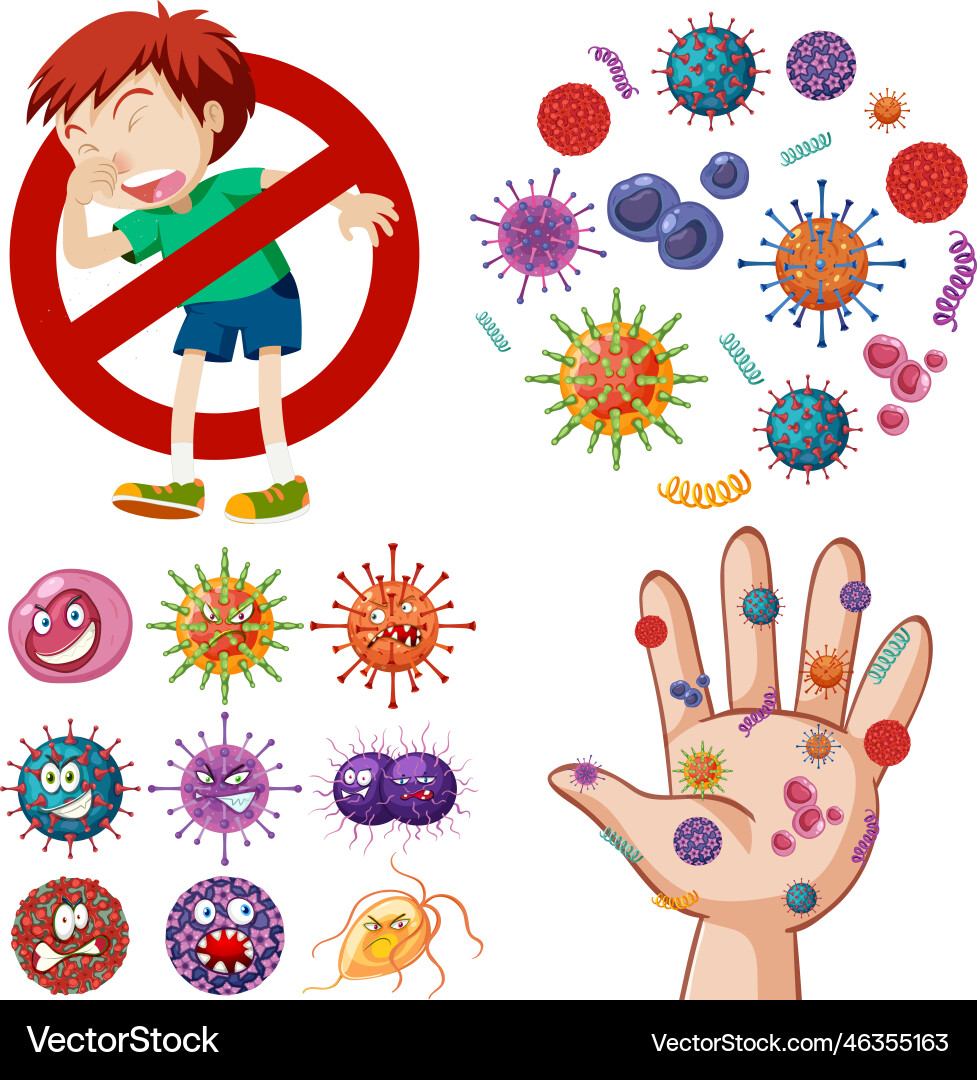 Set of germ and virus Royalty Free Vector Image