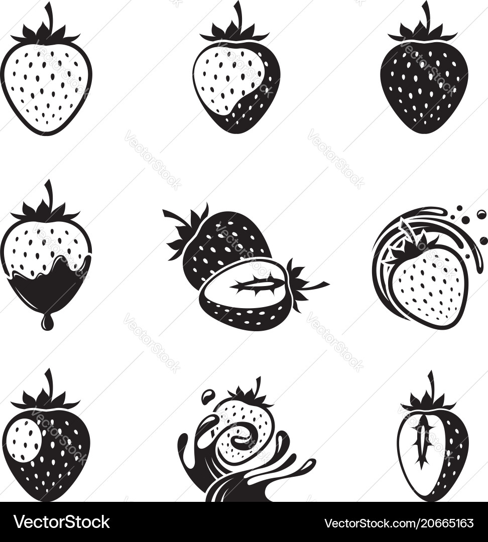 Set of strawberries Royalty Free Vector Image - VectorStock