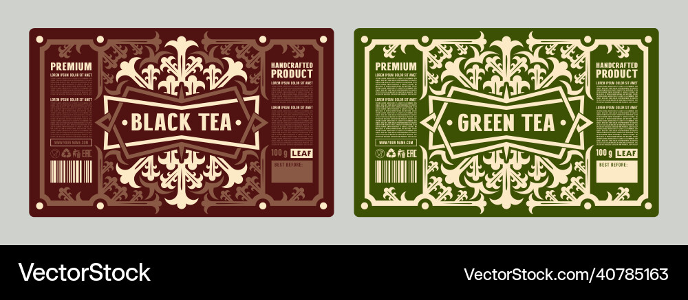 Set of template decorative label for tea Vector Image
