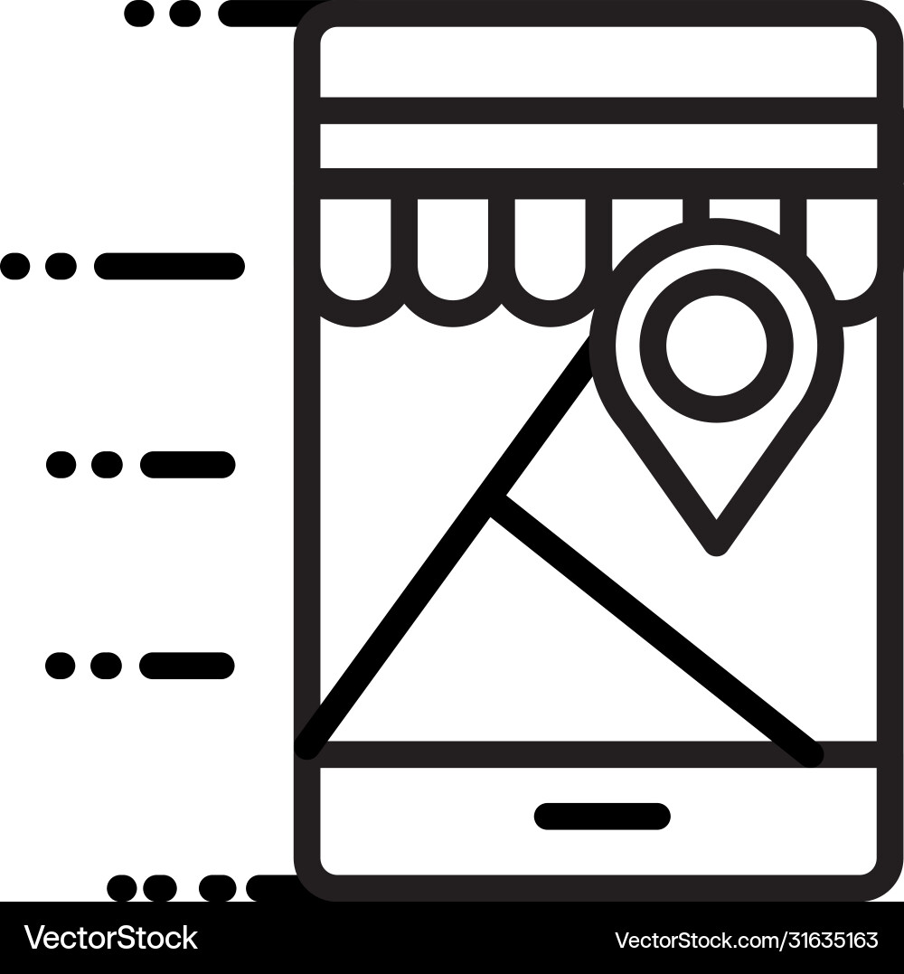 Smartphone with pin location line style icon Vector Image