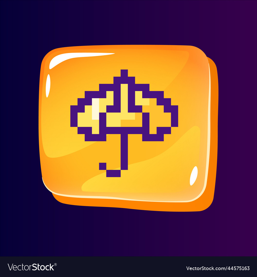 Umbrella glossy ui button with pixelated color Vector Image