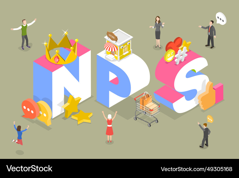 3d isometric flat of nps Royalty Free Vector Image