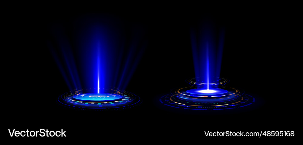 Blue glowing neon game portal - realistic Vector Image