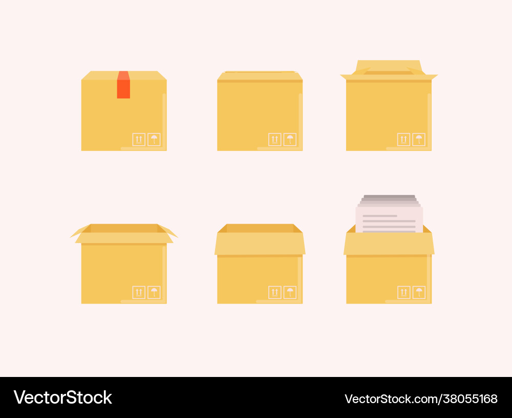 Carton delivery packaging open and closed box Vector Image