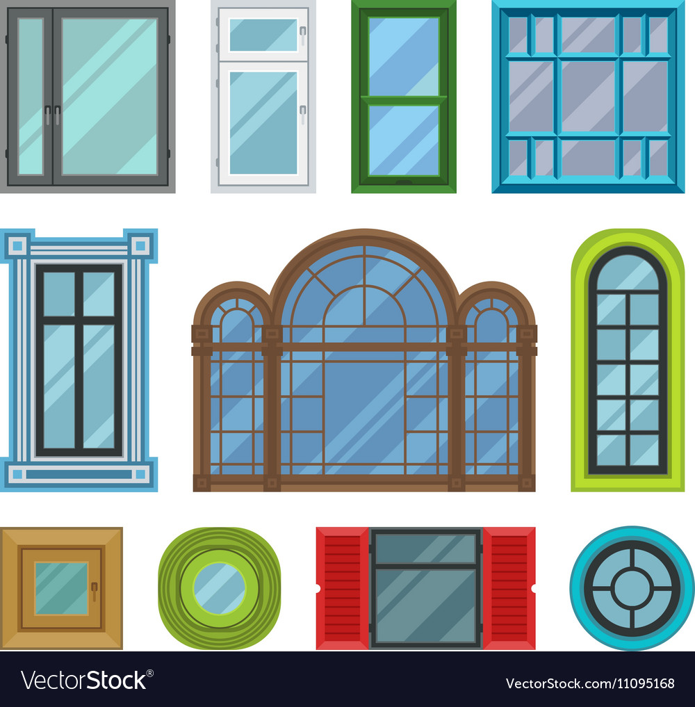Different house windows elements Royalty Free Vector Image