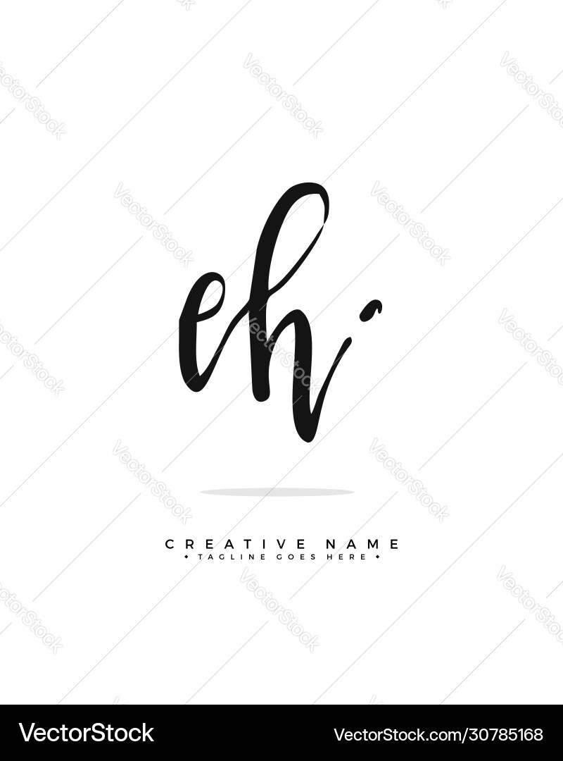 E h eh initial logo signature handwriting Vector Image