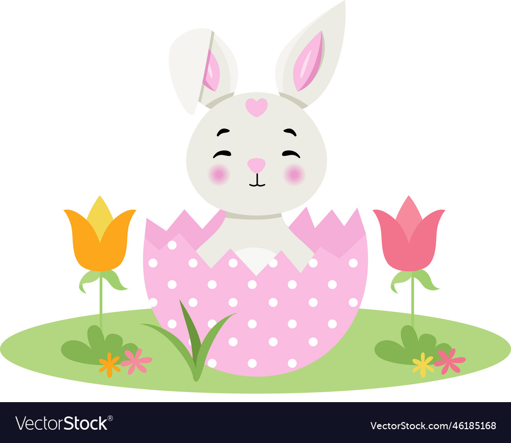 Easter bunny in spring garden Royalty Free Vector Image