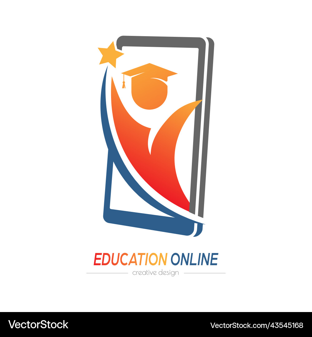 Education online template for logo sticker Vector Image