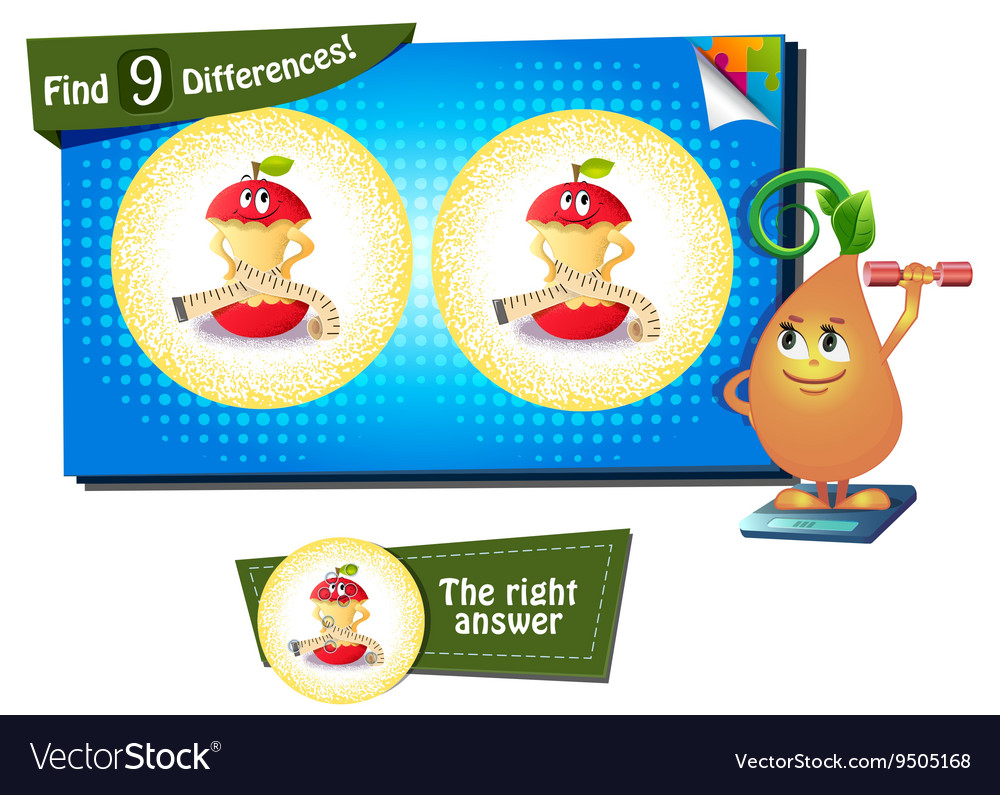Find 9 differences Apple fitness Royalty Free Vector Image