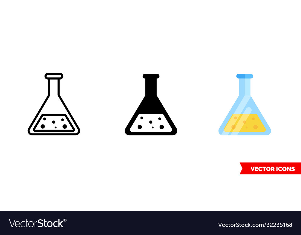 Flask icon 3 types isolated sign symbol Royalty Free Vector