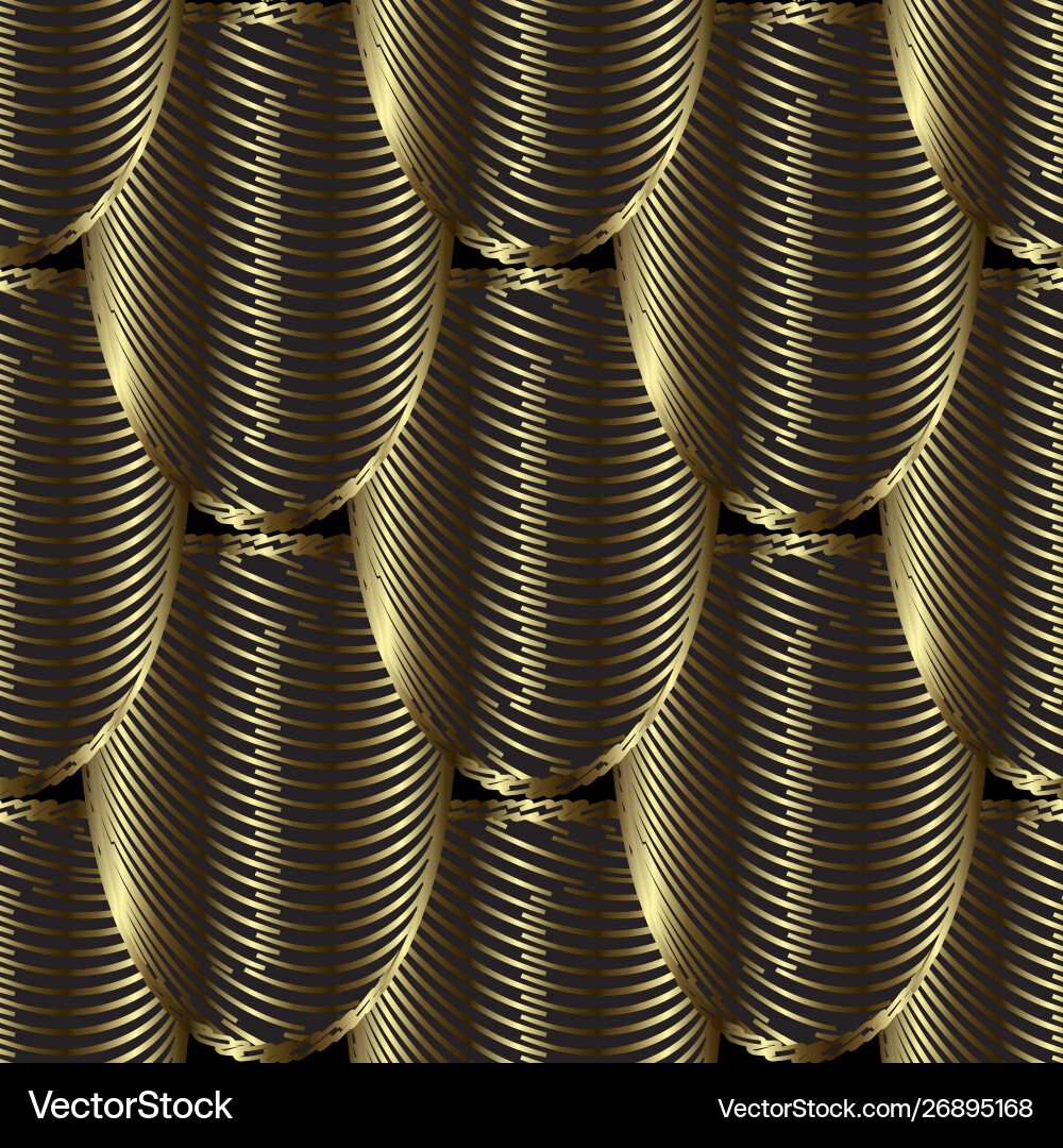 Gold ornamental abstract 3d seamless Royalty Free Vector
