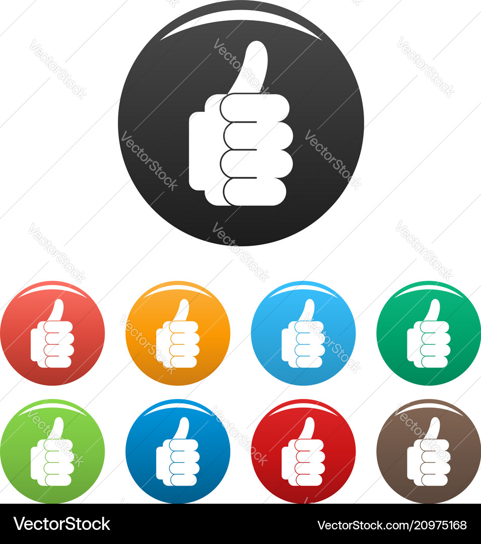 Hand approval icons set color Royalty Free Vector Image