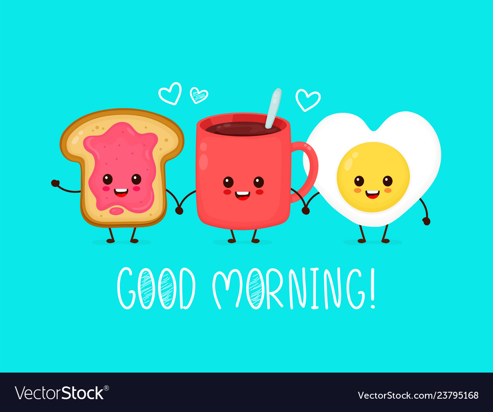 Happy cute smiling funny kawaii fried egg Vector Image Happy cute smiling funny kawaii fried egg Vector Image