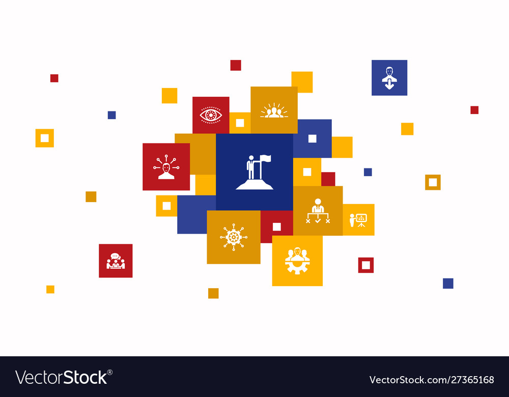 Leadership infographic 10 steps pixel design Vector Image Leadership infographic 10 steps pixel design Vector Image
