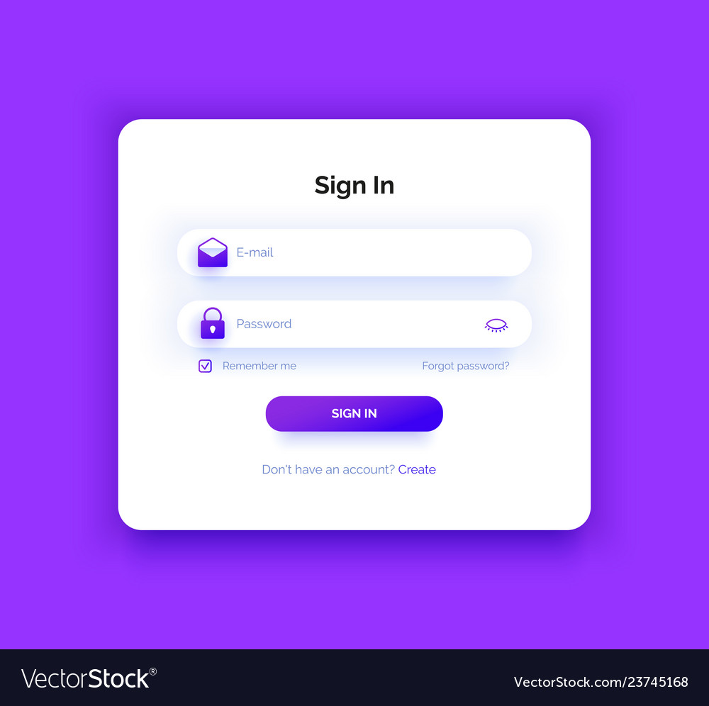 Login page purple gradient sign in form Royalty Free Vector Login page purple gradient sign in form Royalty Free Vector