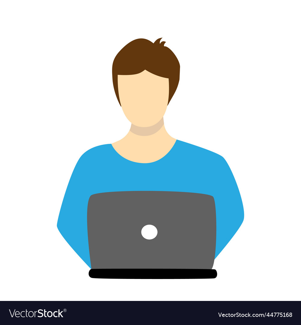 Man work at laptop flat Royalty Free Vector Image