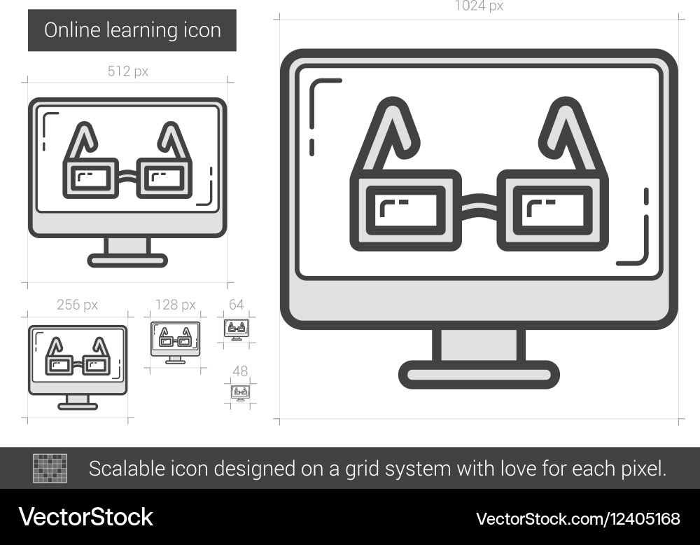 Online learning line icon Royalty Free Vector Image