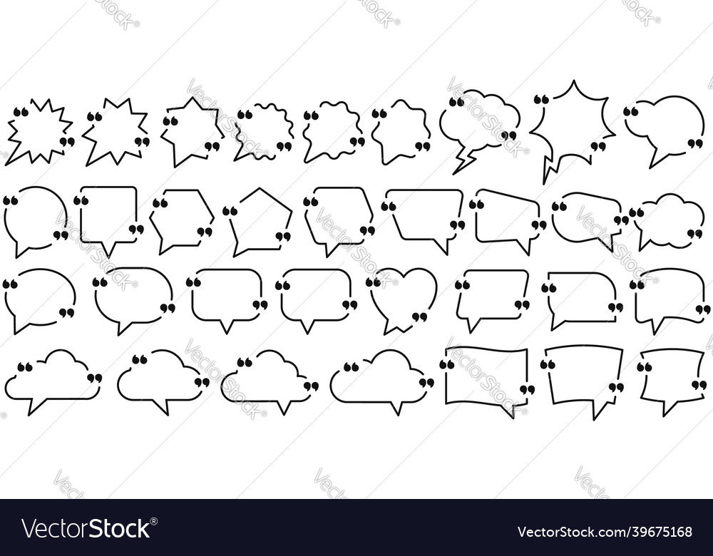 Quote box frames set bubble quotation comment Vector Image