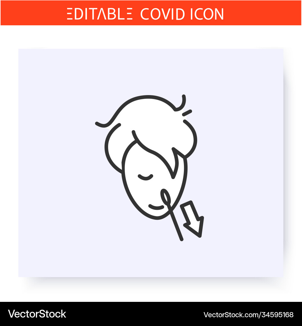 Remove collection swab from nostril line icon Vector Image