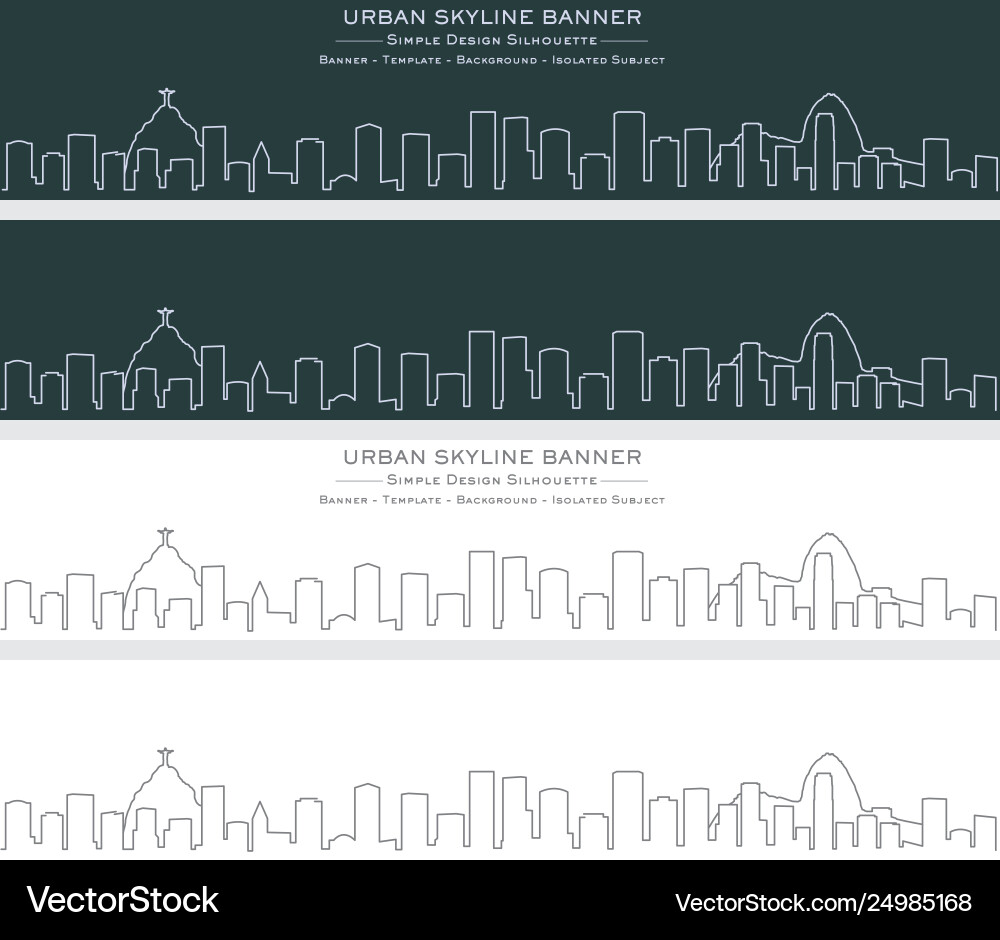 Rio de janeiro single line skyline banner Vector Image