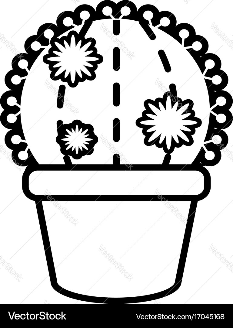 Round cactus icon outline line style Royalty Free Vector