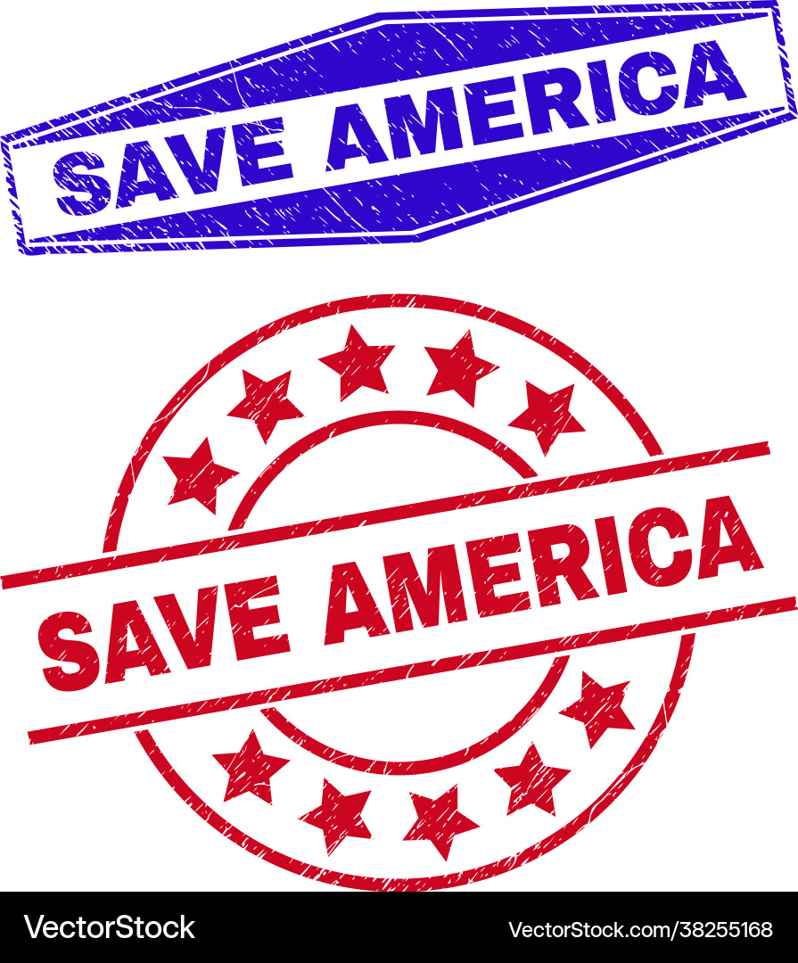 Save america scratched watermarks in circle and Vector Image