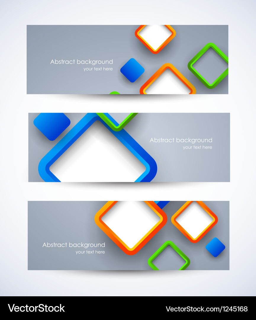 Set of banners with squares Royalty Free Vector Image