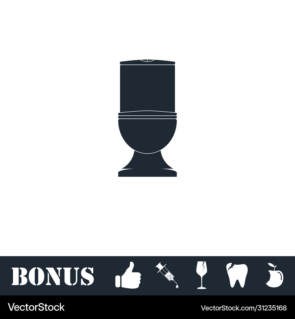 Toilet bowl icon flat Royalty Free Vector Image