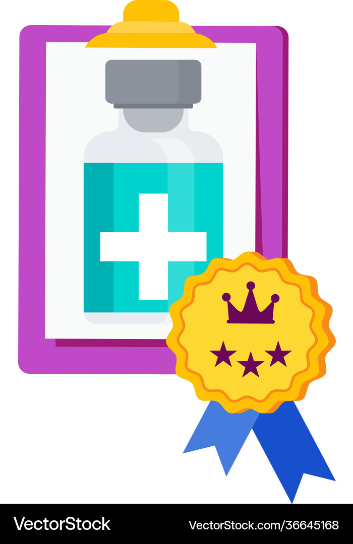 Vaccination quality icon syringe and dose Vector Image