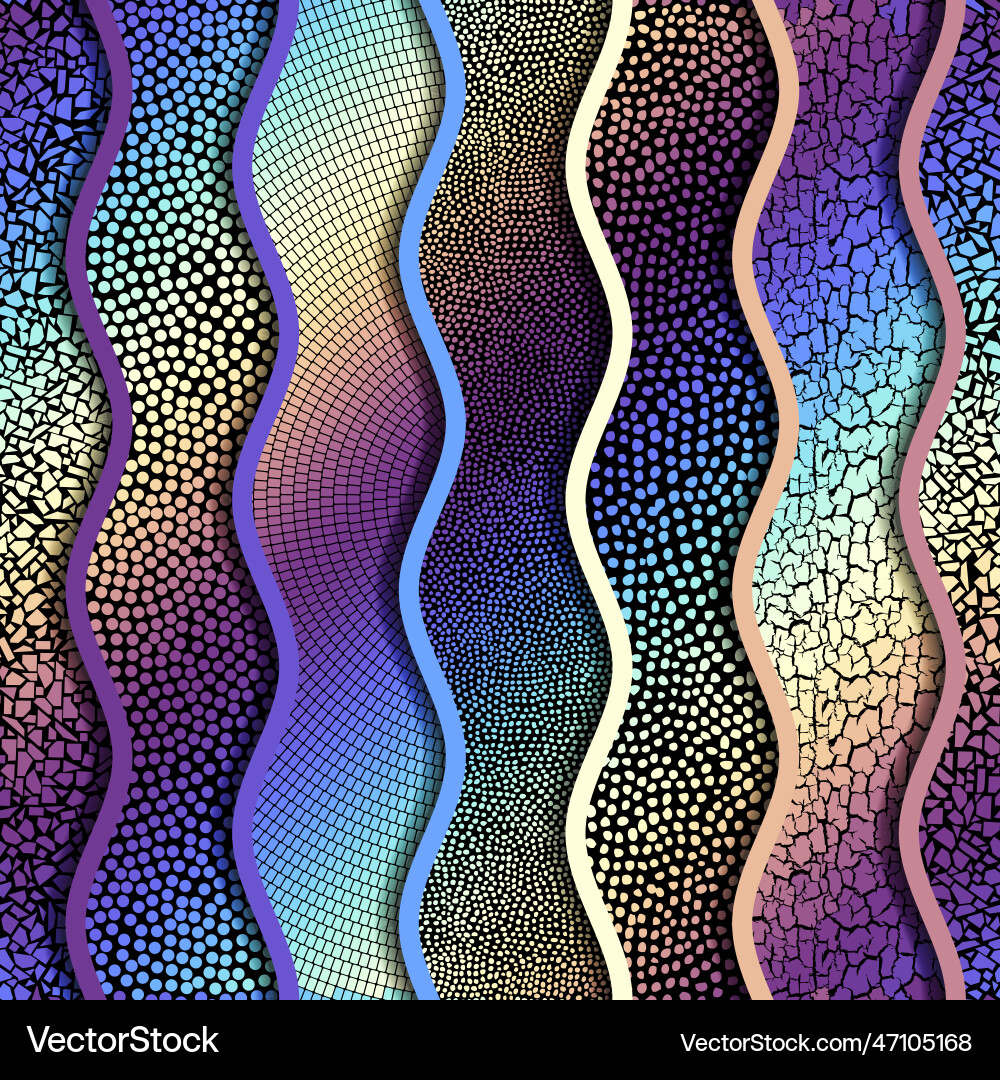Wavy mosaic art collage abstract background Vector Image