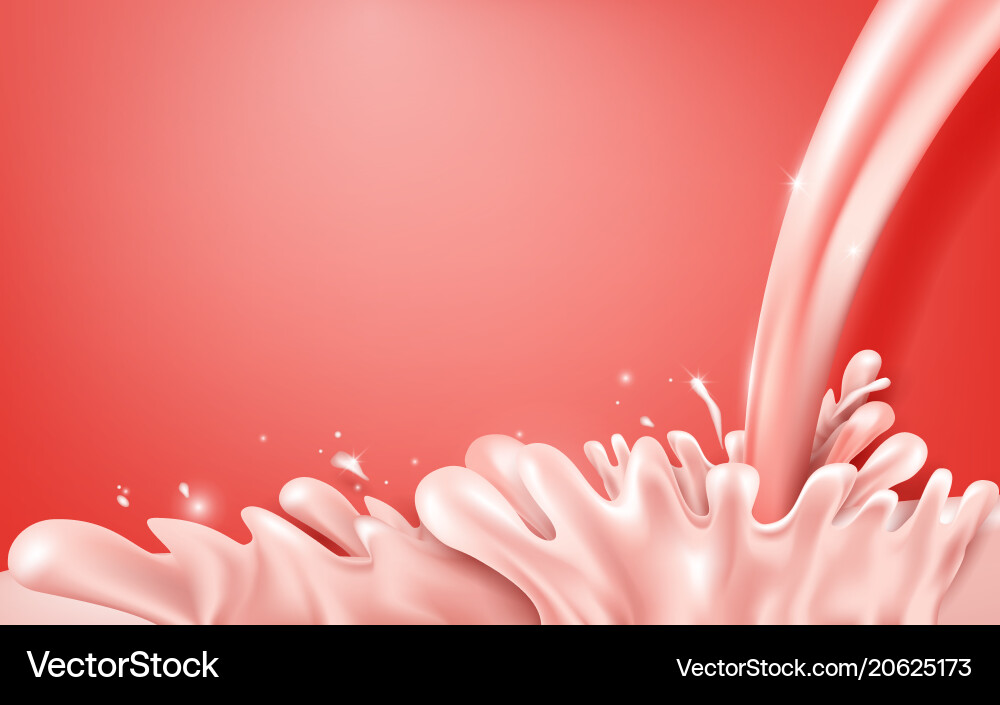 Abstract pink milk splash on soft red background Vector Image