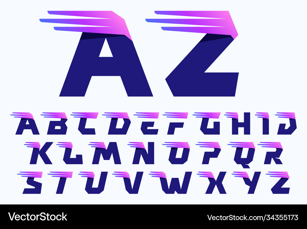 Alphabet letters set with fast speed lines Vector Image
