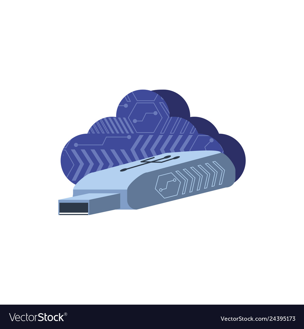 Cloud computing with device usb Royalty Free Vector Image