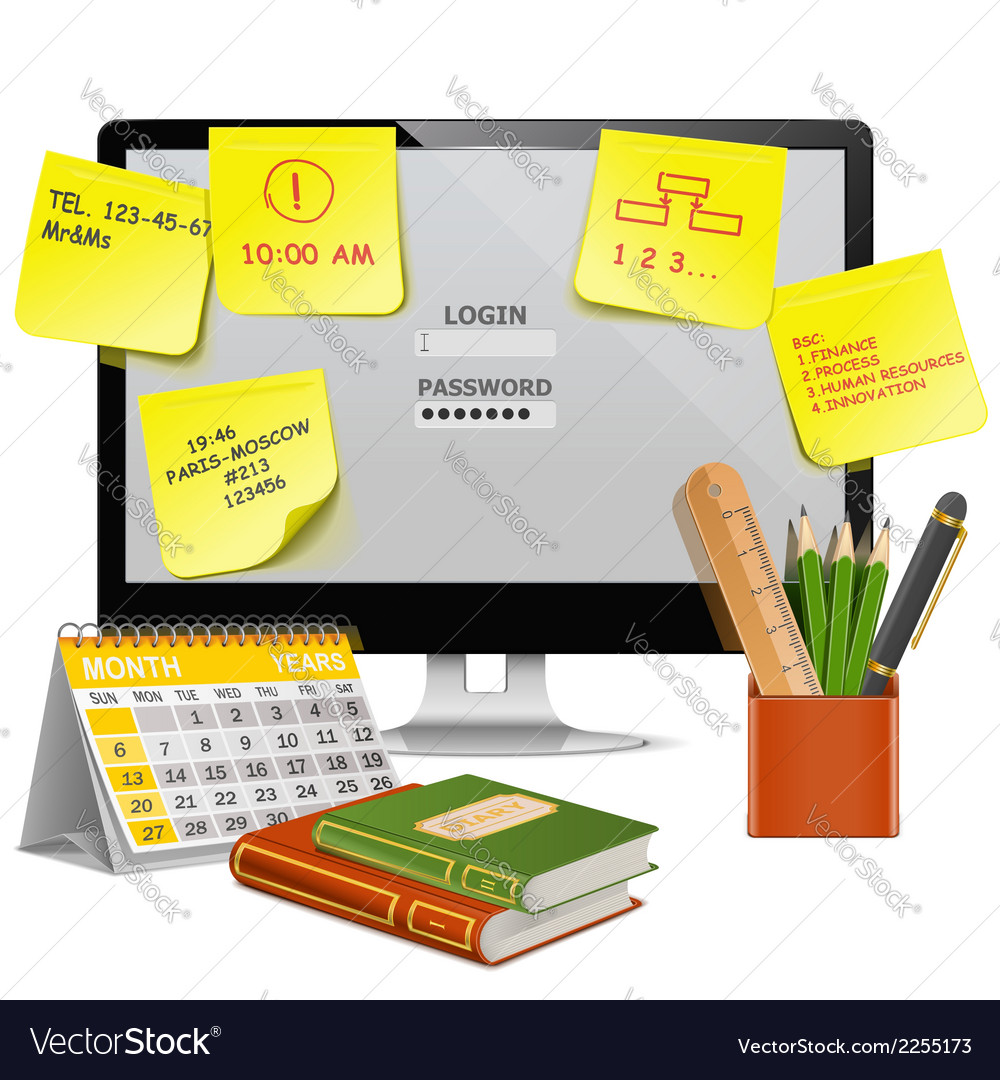 Computer office concept Royalty Free Vector Image