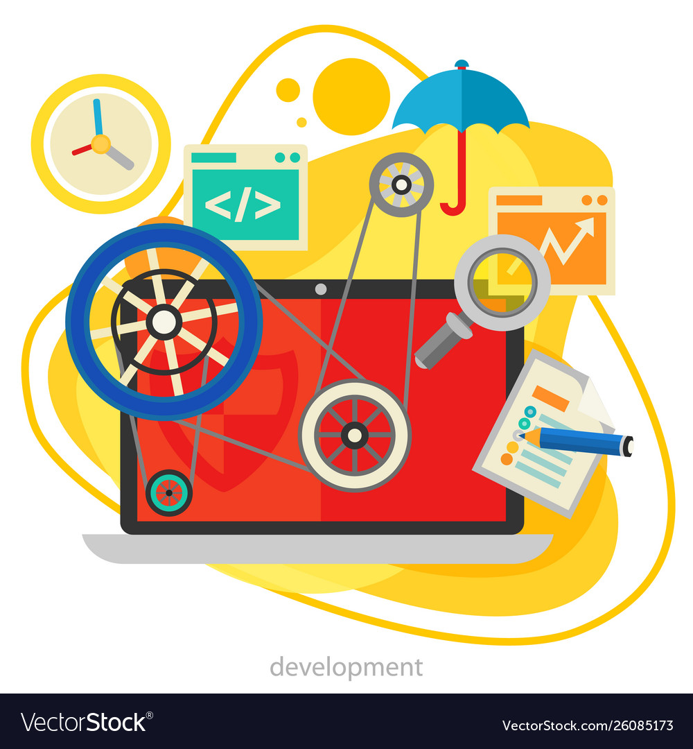 Development and coding trendy amoeba concept Vector Image