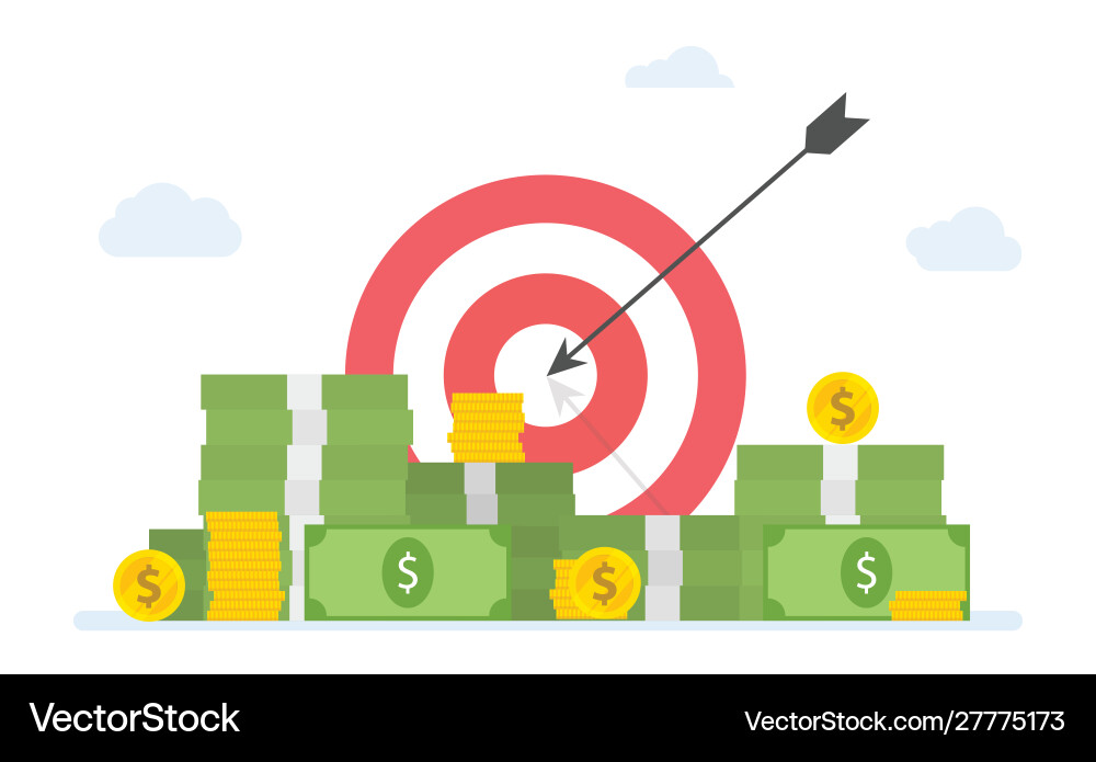 Financial target goals with stack cash money Vector Image