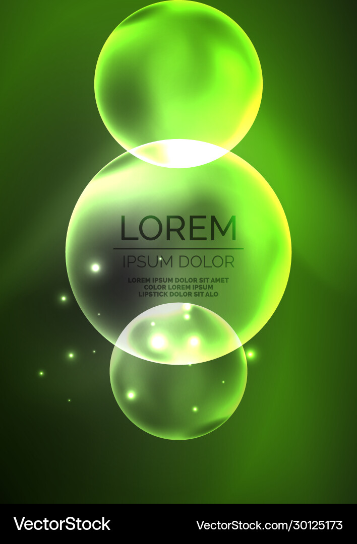 Glowing neon shiny transparent bubbles glass Vector Image
