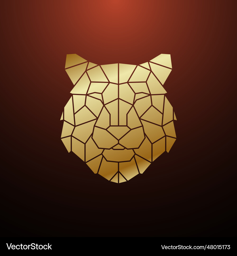 Gold polygonal tiger head geometric tiger Vector Image
