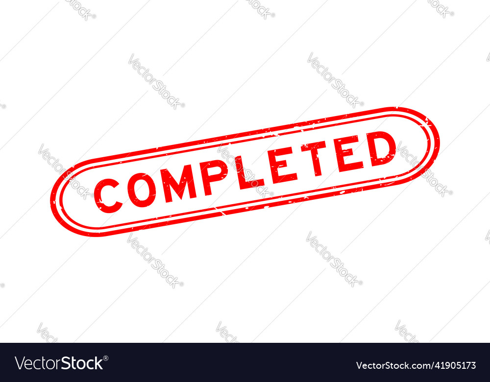 Grunge red completed word rubber seal stamp Vector Image