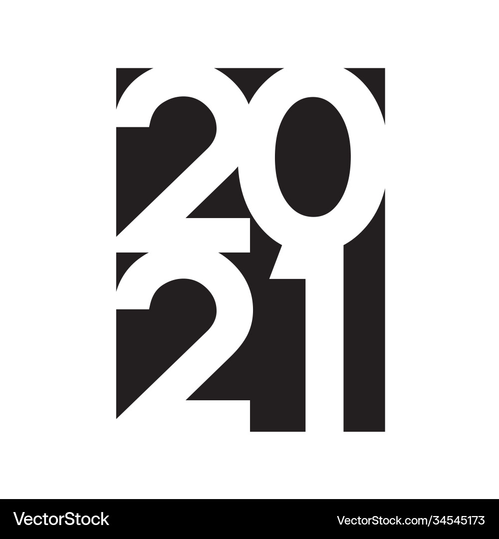 Happy new year 2021 text design logo Royalty Free Vector