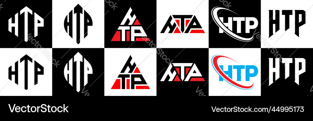 Htp letter logo design in six style polygon Vector Image