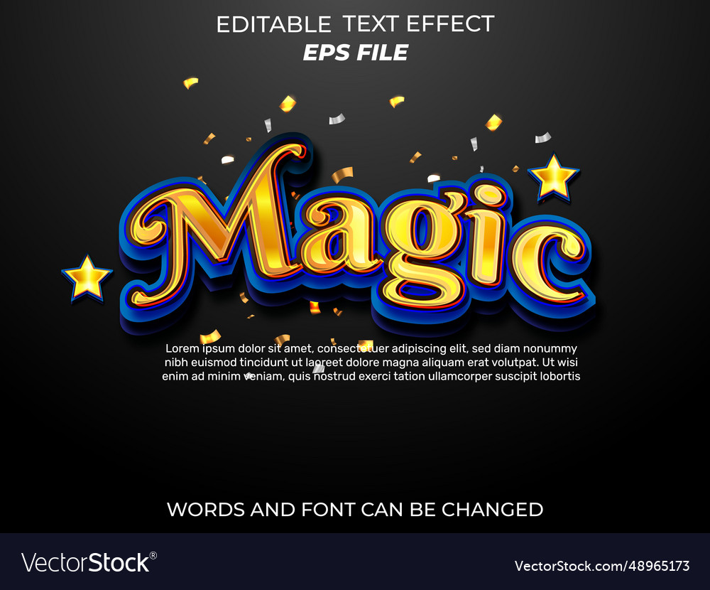 Magic text effect font editable typography 3d Vector Image